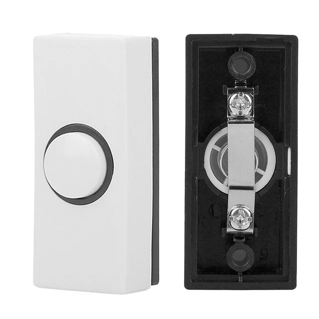 WHITE WALL MOUNTED Door Bell Chime Button with Inserts and Hard Wiring ...