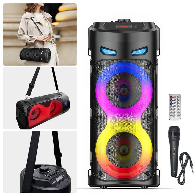 WIRELESS PORTABLE BLUETOOTH Karaoke Party Speaker with Mic LED Light Outdoor FM £24.99 - PicClick UK