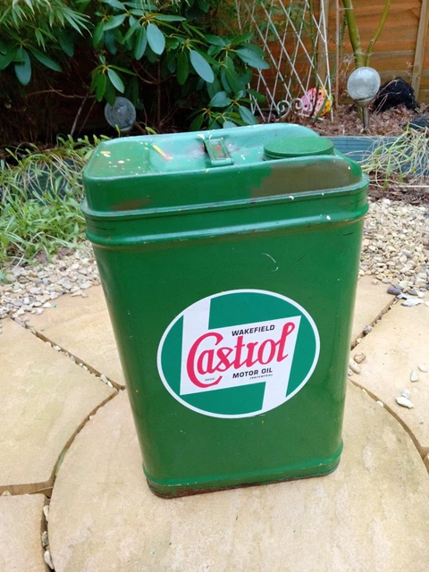 CASTROL VINTAGE 25 Litre 5 Gallon Oil Can with Lid, New Castrol Vynl # ...