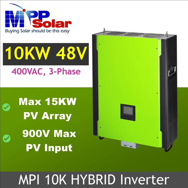 MPI 10KW HYBRID MPP Solar Inverter 3 phase 400vac 48v max PV 900v dual ...