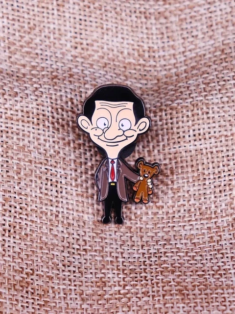 MR BEAN ENAMEL Pin Badge Animated Mr Bean Teddy Pin Metal Pin Badge Uk ...