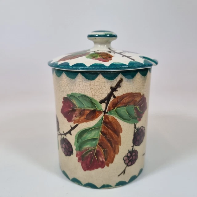 ANTIQUE WEMYSS WARE Pottery Preserve Pot & Cover Painted Blackberries ...