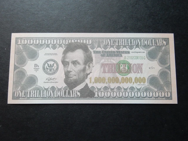 $ 1 BILLION DOLLAR Note Bill One USA Präsident Abraham Lincoln 'In God ...