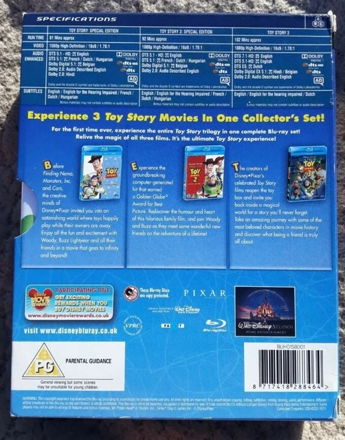 DISNEY PIXAR TOY Story 1 2 3 Blu-ray Box Set Movie DVD Bluray EUR 11,67 - PicClick IT