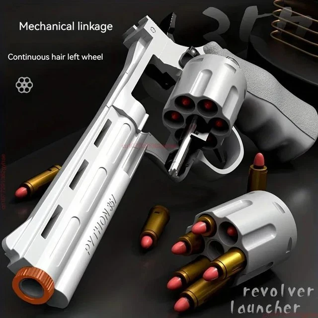 REVOLVER LAUNCHER SOFT Bullet Dart Blaster Toy Gun for Boys Birthday ...