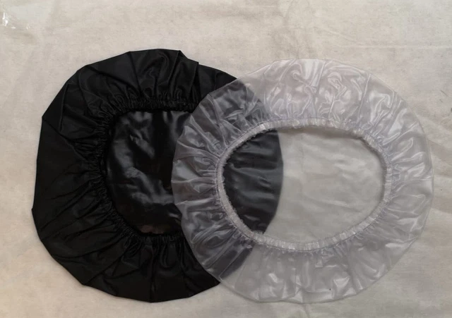 PLASTIC CEREMONIAL RAIN Peaked Cap Dress Hat Cover Clear Black Dark ...