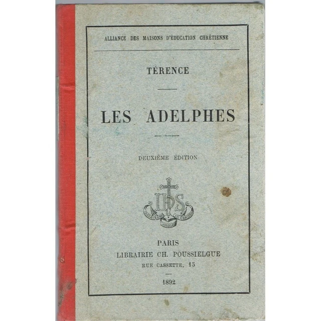 LES ADELPHES DE TÉRENCE en LATIN Ex-libris DE BARBÉRAC Éducation Chrétienne 1892 EUR 30,00 ...