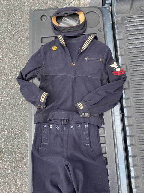 WW2 US NAVY Blue Dress 3pc Uniform Petty Officer 2nd Class Electricians ...