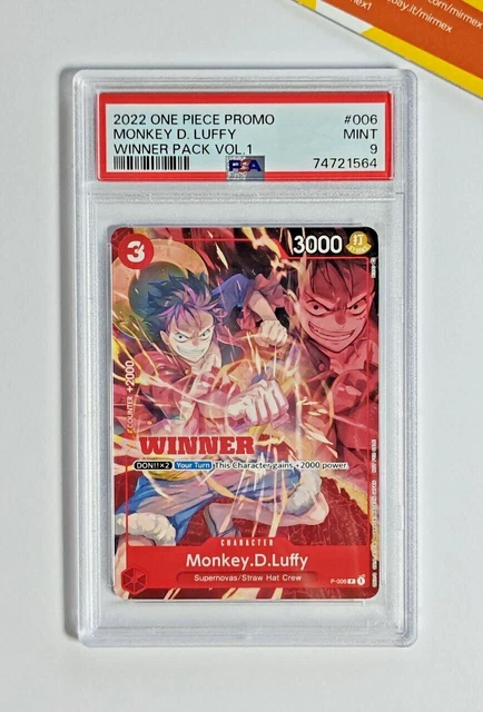 ONE PIECE PSA 9 Monkey D. Luffy #006 Winner Pack Vol.1 Promo 2022 English EUR 7,50 - PicClick IT