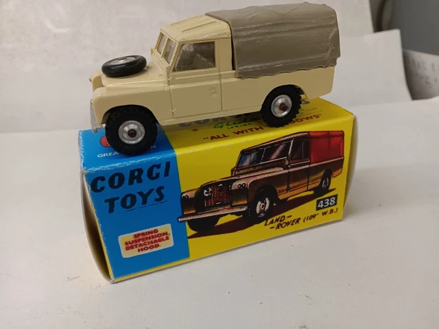 CORGI 438 LAND Rover LWB with Canvas Tilt Restored in a free repro box ...
