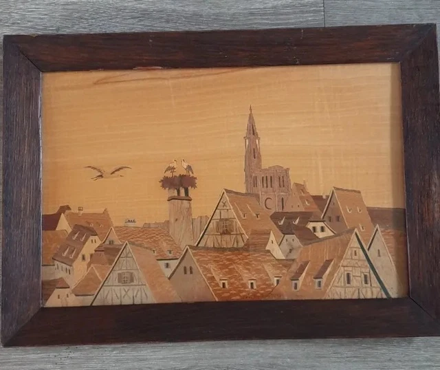 JOSEPH AUFDERBRUCK TABLEAU Marqueterie Strasbourg Cygognes No Spindler ...