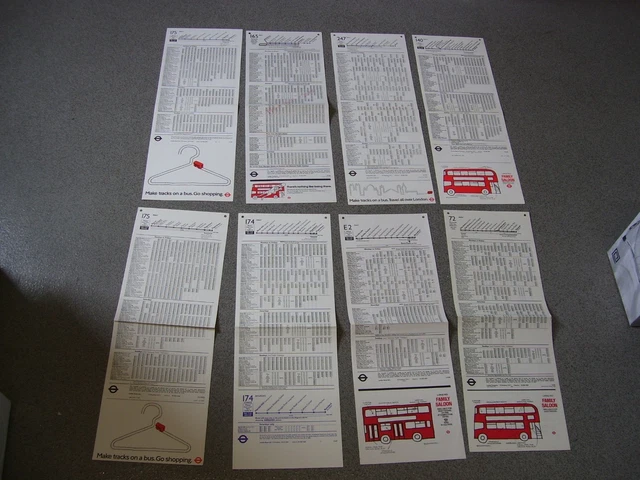 LONDON TRANSPORT A4 BUS STOP PANEL TIMETABLES x 8-ALL DATED-USED CON £4 ...