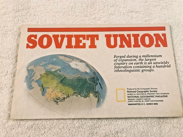 NATIONAL GEOGRAPHIC MAGAZINE March 1990 Map/Poster Soviet Union Russia ...
