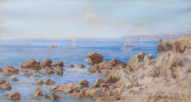 JULES ROUSSET DESSIN aquarelle tableau paysage bord mer Méditerranée ... JULES ROUSSET DESSIN aquarelle tableau paysage bord mer Méditerranée ...