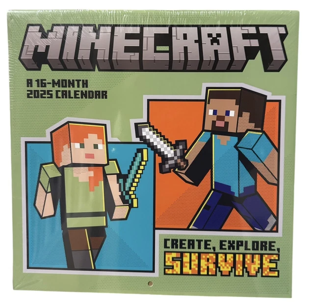 MINECRAFT 2025 11” X 22” 16 Month Wall Calendar $18.59 - PicClick