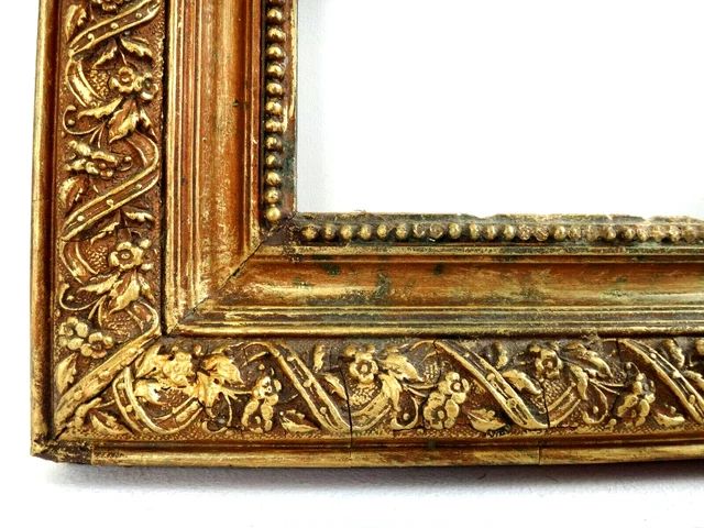 ANCIEN CADRE BOIS et stuc doré Old frame wooden stucco XIX EUR 149,20 ...