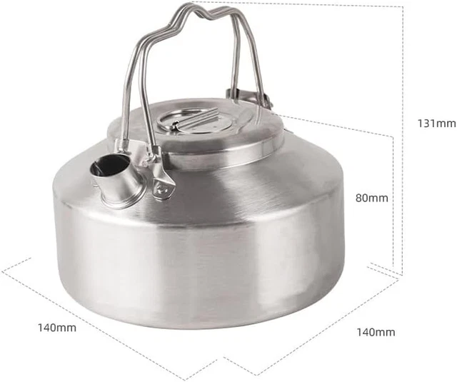 0.9L PORTABLE CAMPING Pot Water Stainless Steel Tea Kettle Outdoor ...