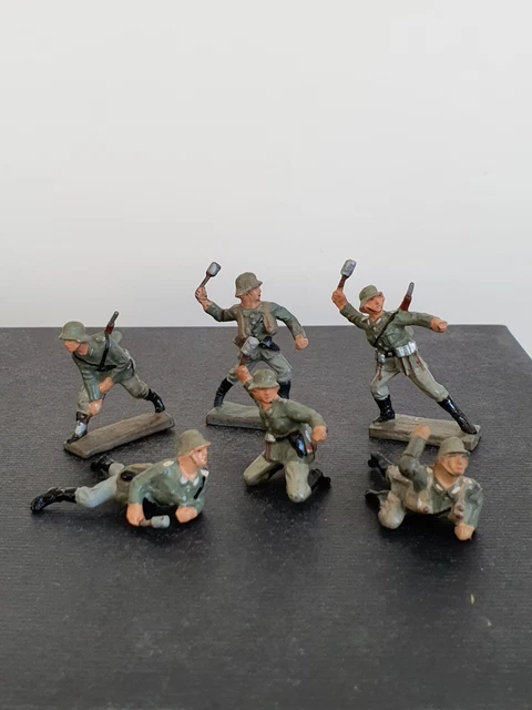 6 ELASTOLIN LINEOL Soldaten Handgranate Infanterie Militär WK Masse Serie 4 cm EUR 199,99 ...
