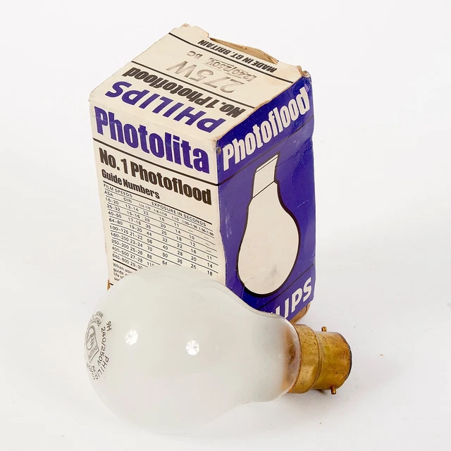 PHILIPS PHOTOLITA NO.1 PHOTOFLOOD 240/250V 275W BC PEARL BULB #CB8 £4. ...
