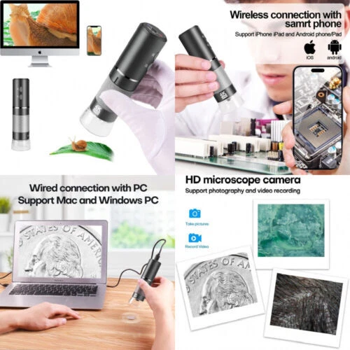 CAINDA 4K 3840X2160P WiFi Digital Microscope for iPhone/Android ...