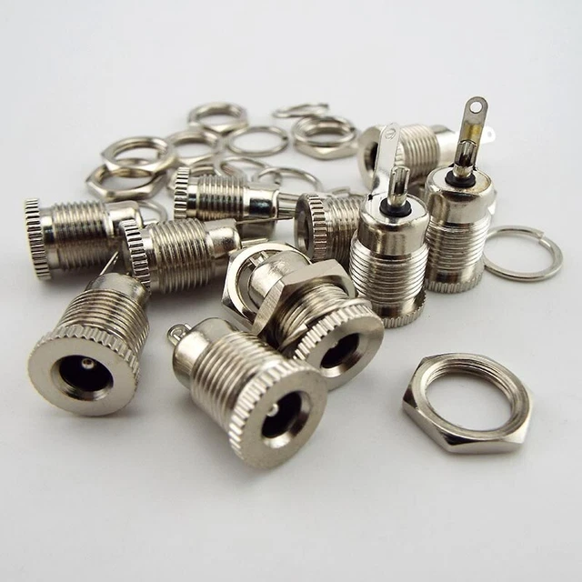DC POWER JACK Socket Threaded Female Mount Connector Adapter Plug 5.5 x ...
