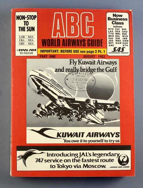 ABC WORLD AIRWAYS Guide August 1982 Airline Timetable Part One Red Book ...
