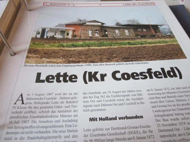BAHNHOF LETTE KREIS Coesfeld Bf Datenblatt mit Gleisplan 4S EUR 4,98 - PicClick DE