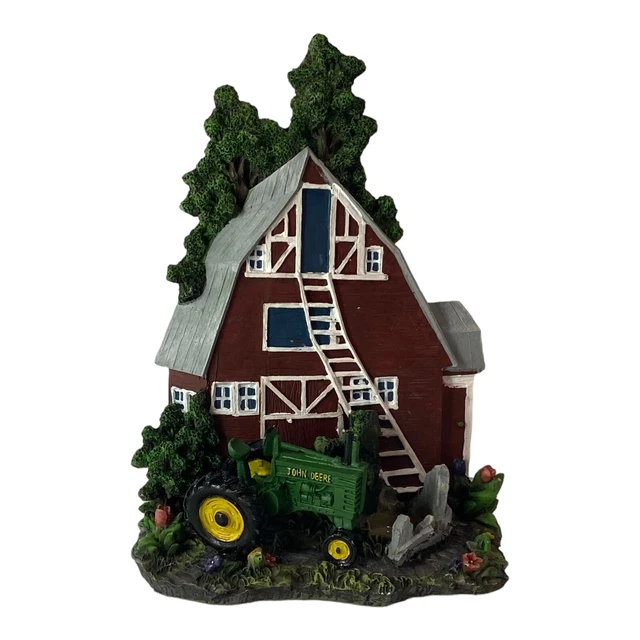 VINTAGE JOHN DEERE Resin Tractor Barn Farm Scene Table Top Home Decor ...