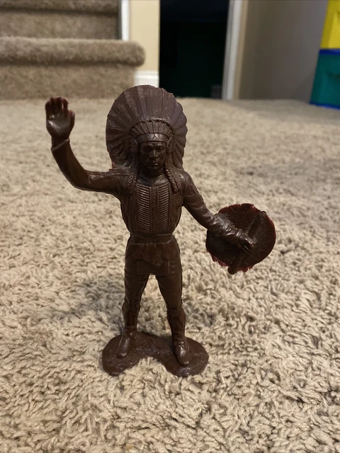 VINTAGE NATIVE AMERICAN Indian Chief Louis Marx Plastimarx 6" Action ...