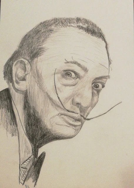 SALVADOR DALI ORIGINAL Pencil Drawing - A4 Size By Ray Statter (NOT A ...