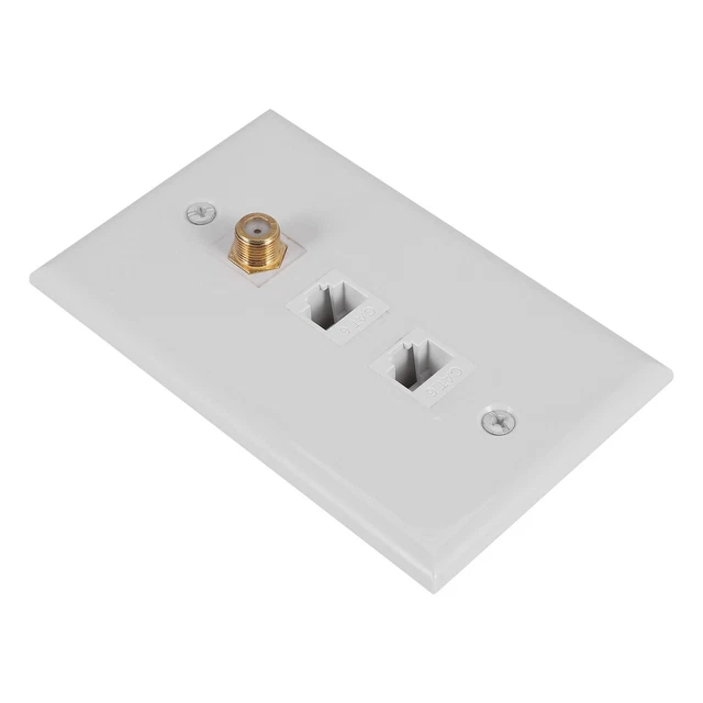 ETHERNET COAX WALL Plate,2 Port Cat6 RJ45 and 1 Port F Type Connector ...