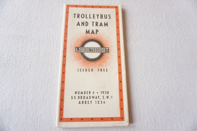 1938 NUMBER 4 Trolleybus & Tram Map London Transport Bus Underground ...