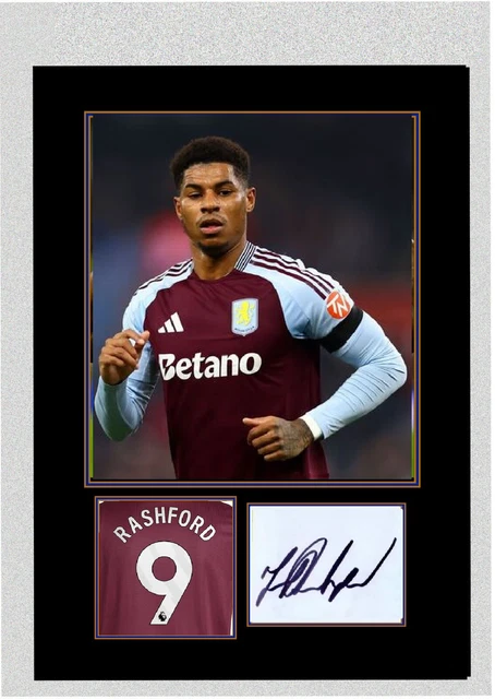 MARCUS RASHFORD ASTON Villa Framed A4 Canvas Tribute Print Signed £19.99 - PicClick UK