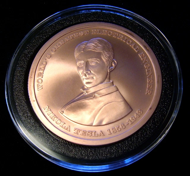 (2) UNCIRCULATED NIKOLA Tesla .999 Copper Commemorative Medallions With ...