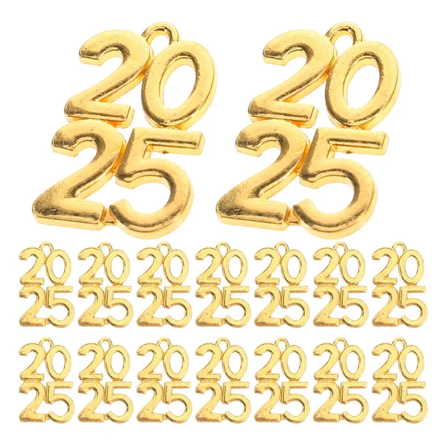 50 PCS YEAR 2025 Charms 2025 Year Letter Charms Pendant 2025 Graduation ...
