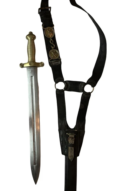 ANTIQUE GERMAN ARTILLERY Officers Sword M1842 Gladius Rare Belt ...