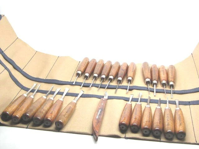 RAMELSON WOOD CARVING Hand Chisel & Gouge Set Kit 24pc With Tool Belt ...
