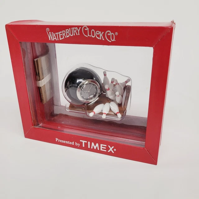 TIMEX WATERBURY CLOCK Co Bowling Ball And Pins Mini Desktop Clock New ...