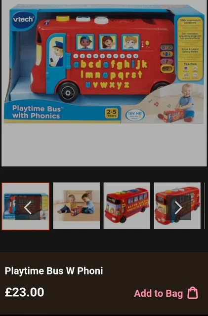 VTECH PLAYTIME BUS sounds songs music interactive Educational push ...