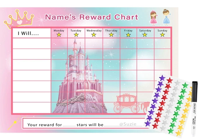 PRINCESS CASTLE REWARD chart / behaviour chart / star chart with ...