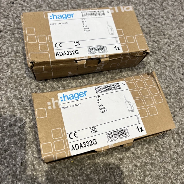 HAGER COMPACT ADA332G B 32Amp Single Pole RCBO 6kA 30mA Type A ...