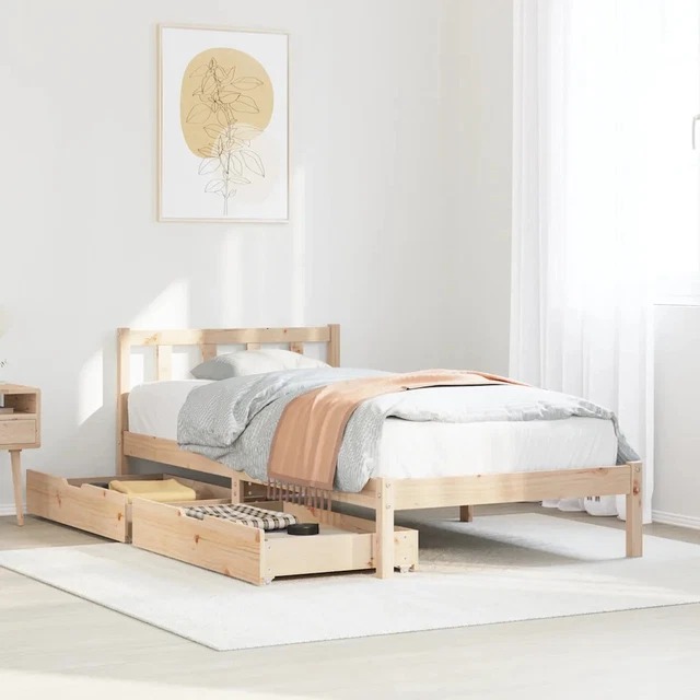 WALPLUS SOLID PINE Wooden Bed Frame 90x190 cm Single Bed Base No Mattress £152.95 - PicClick UK