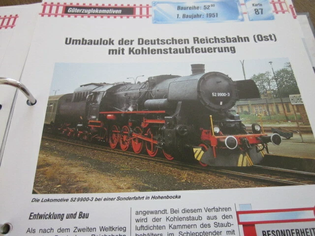 DAMPFLOK RISSZEICHNUNG G 87 DR DDR 52.90 Umbaulok Kohlestaub Reichsbahn ...