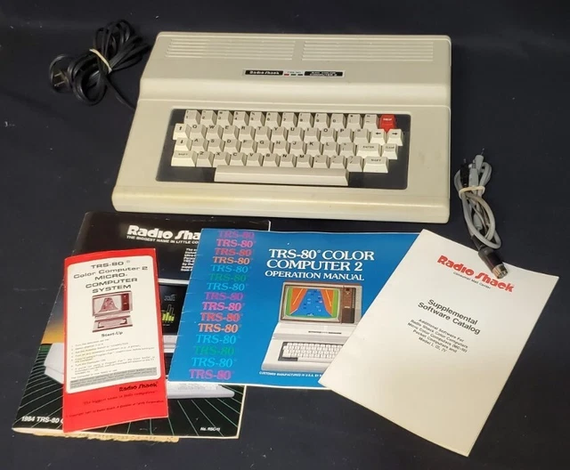 VINTAGE RADIO SHACK TRS-80 64K Color Computer 2 w/ Books - Untested EUR ...