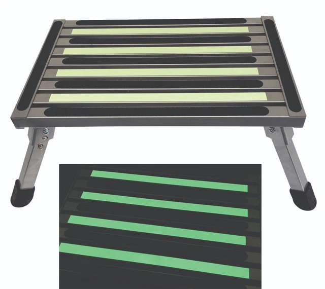 CARAVAN RV LIGHTWEIGHT Compact ILLUMINATING Folding Platform Step 22cm ...