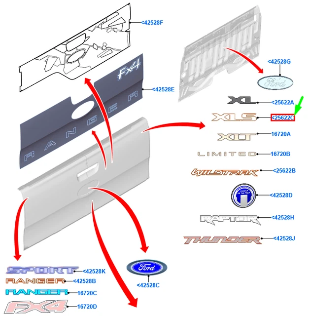 FORD RANGER T6 MK1 Rear Model Identification Decal 2218692 NEW GENUINE ...