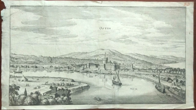 1640 MERIAN INCISIONE Su Rame Veduta Citta' Di Ostia Roma Stato Della ...