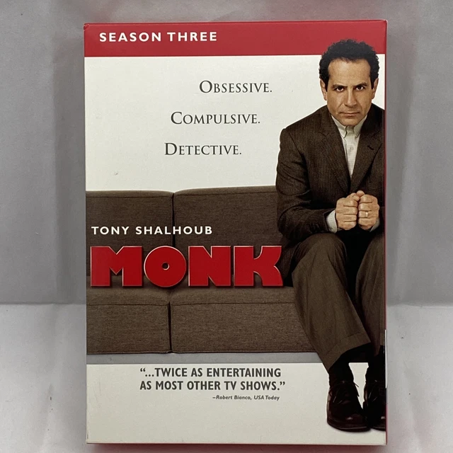 MONK SEASON 3 DVD 4-Disc Box Set Tony Shalhoub 2005 Comedy Crime Drama ...