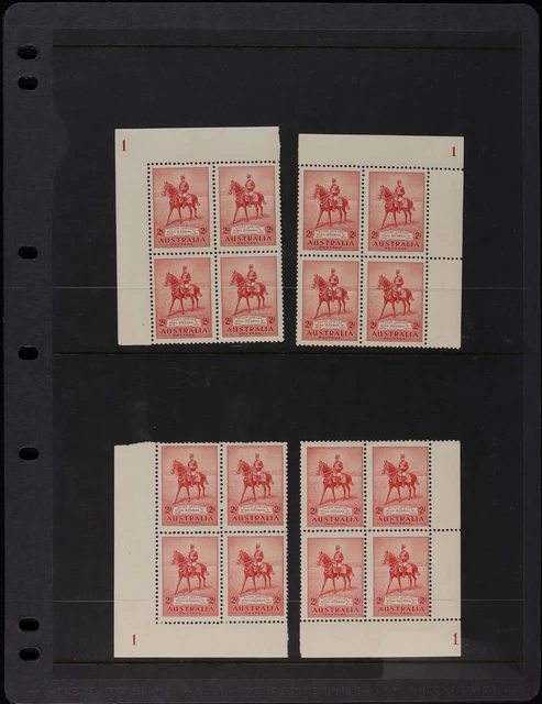 AUSTRALIA 1935 KGV Silver Jubilee 2d set 6 Plate blocks cracked Electro ...