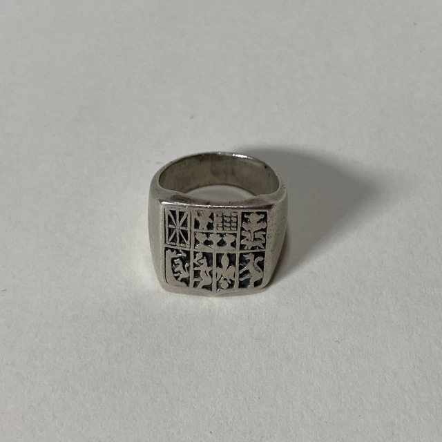 BAGUE ARGENT CHEVALIÈRE ARMOIRIES PAYS-BASQUE Zazpiak Bat EUSKADI ...